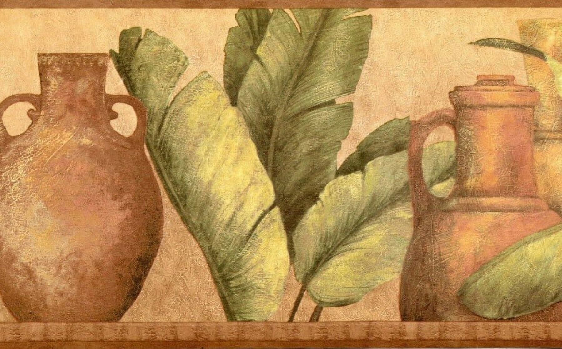 879779 Clay Pots and Palm Leaves Wallpaper Border FDB07142 - Walmart.com