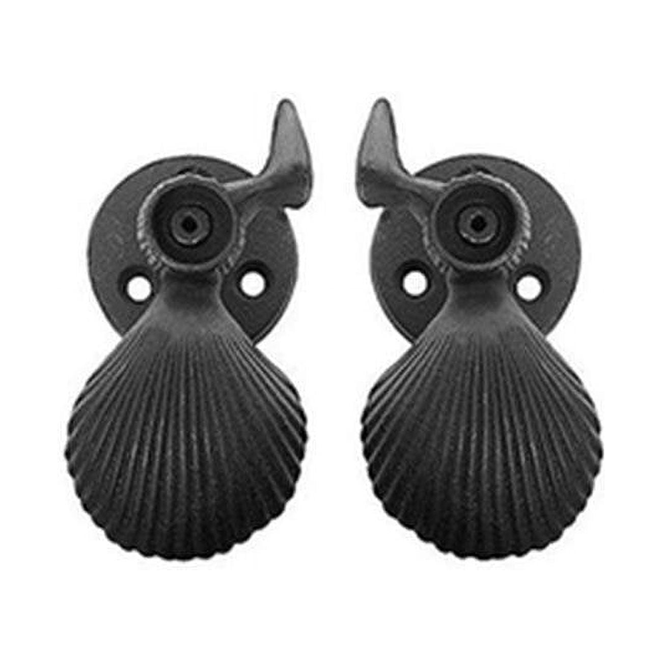 88-201 Pair of Large Cast Iron Scallop Shell Tie Backs - Post Mounted ...