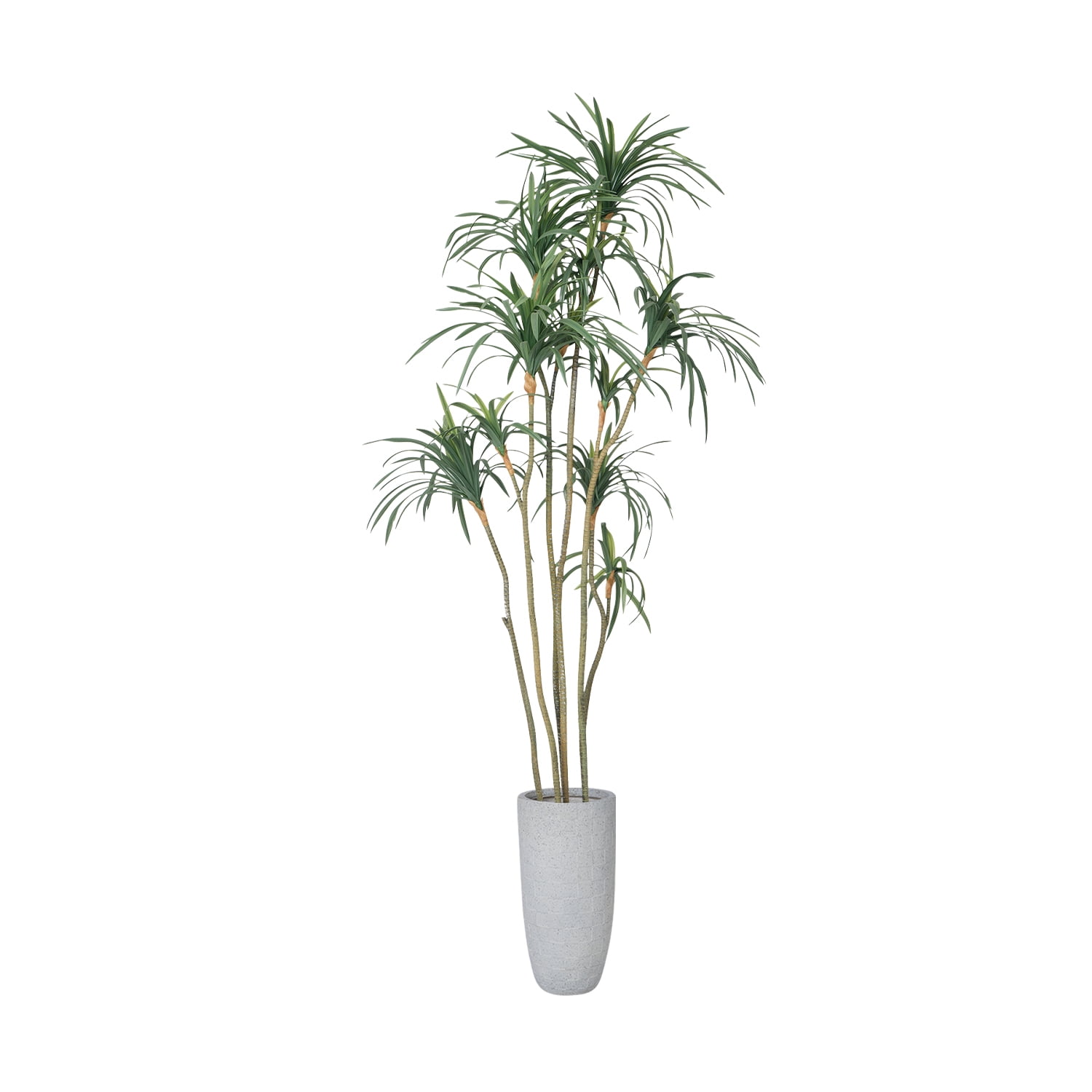 88.3'' Artificial Dragon tree in a Tall beige checkered planter perfect ...