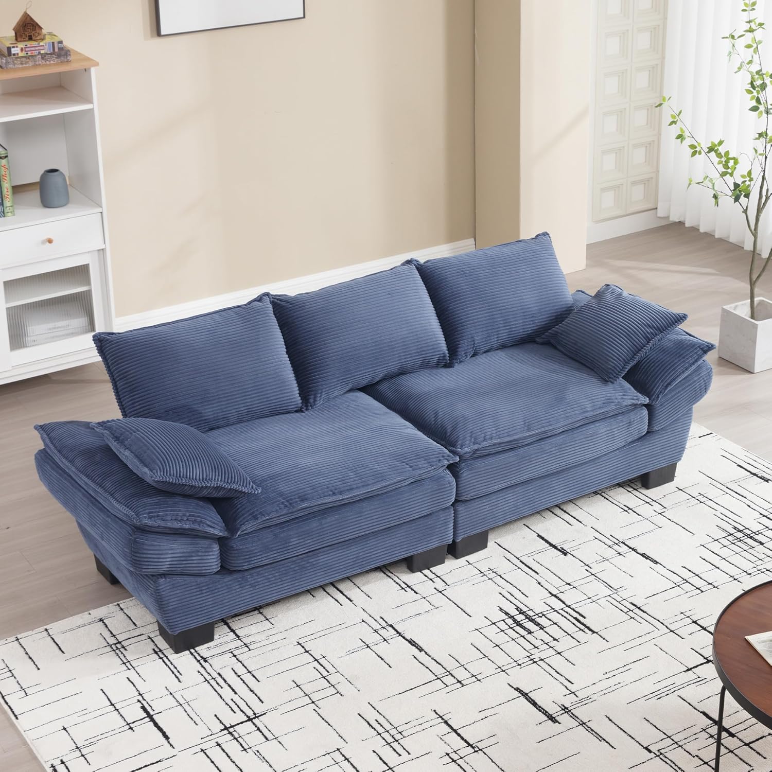 88.6" Oversized Corduroy Loveseat Sofa, Large Deep Seat Cloud Couch ...