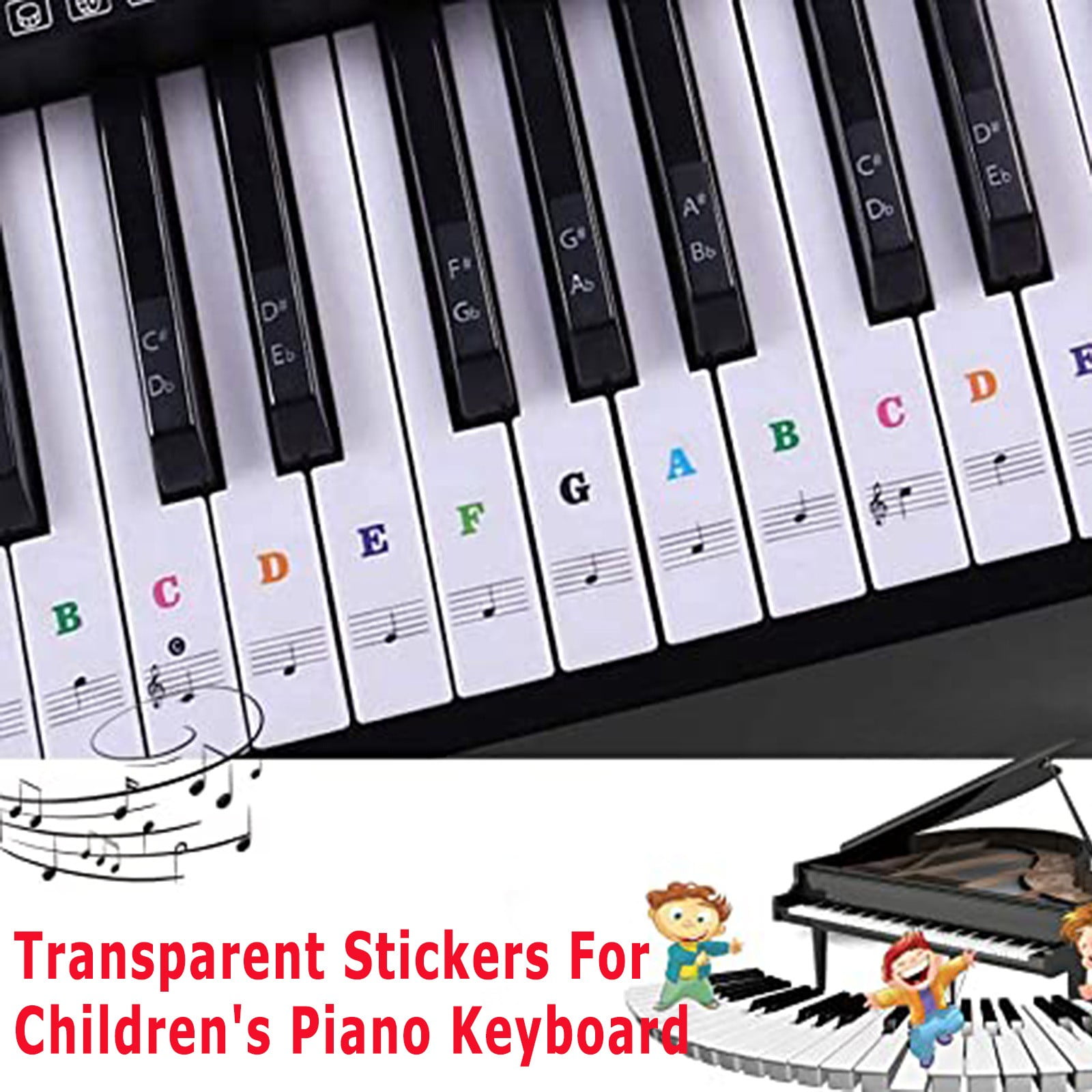 88/61/54/49/37 Stickers Keyboard Transparent Piano For Children's Keys ...