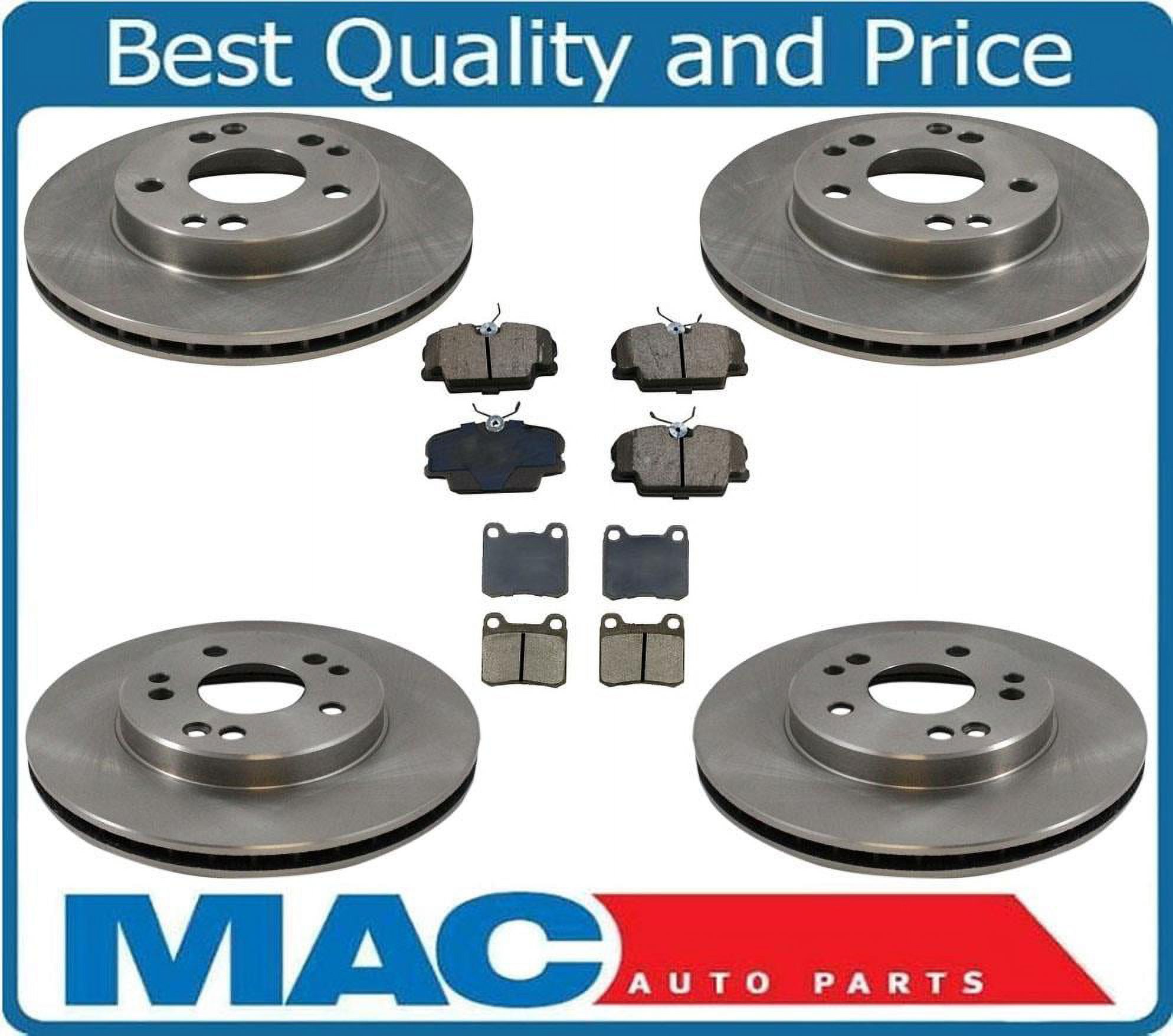 88-93 190E Without Skid Control Frt & Rr Rotors & Disc Brake Pads 6Pc ...