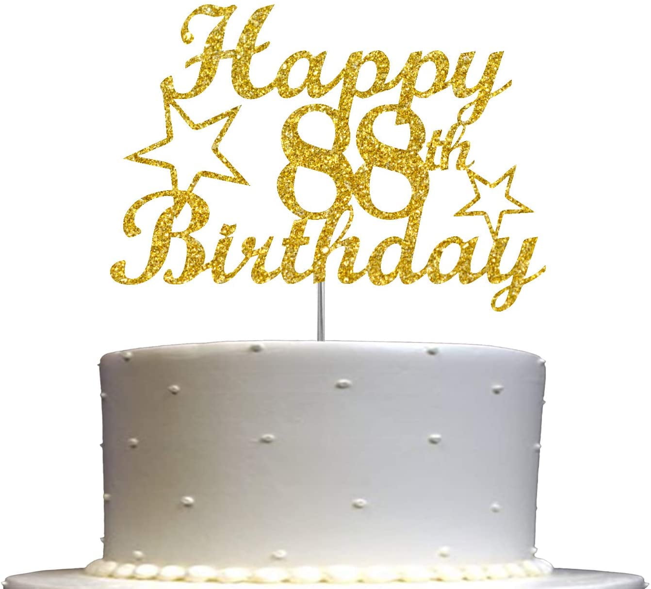 88 Birthday Cake Topper Gold Glitter, Party Decoration Ideas, Sturdy ...
