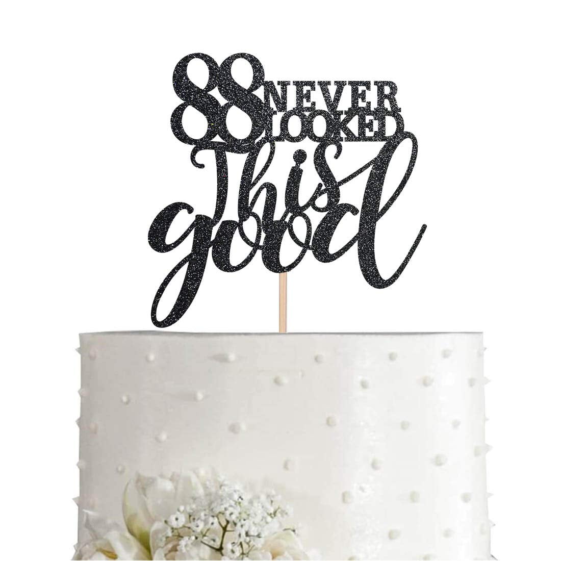 88 Black Glitter Happy 88th Birthday Cake H2FSDTopper, Cheers to 88 ...