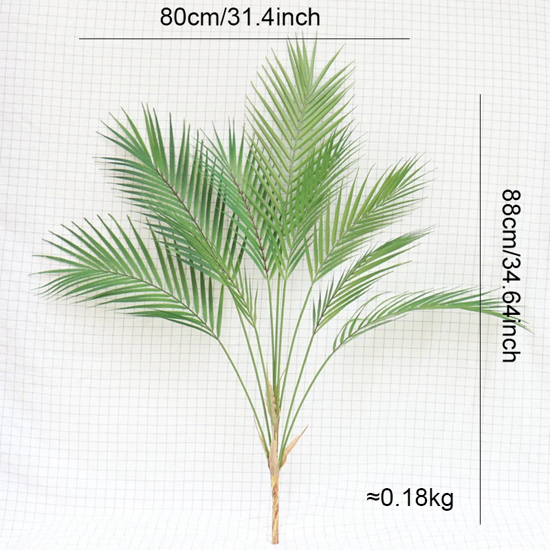 88 CM Tropical Artificial Tree Plants Palm Leaves Plastic Branch Fake ...