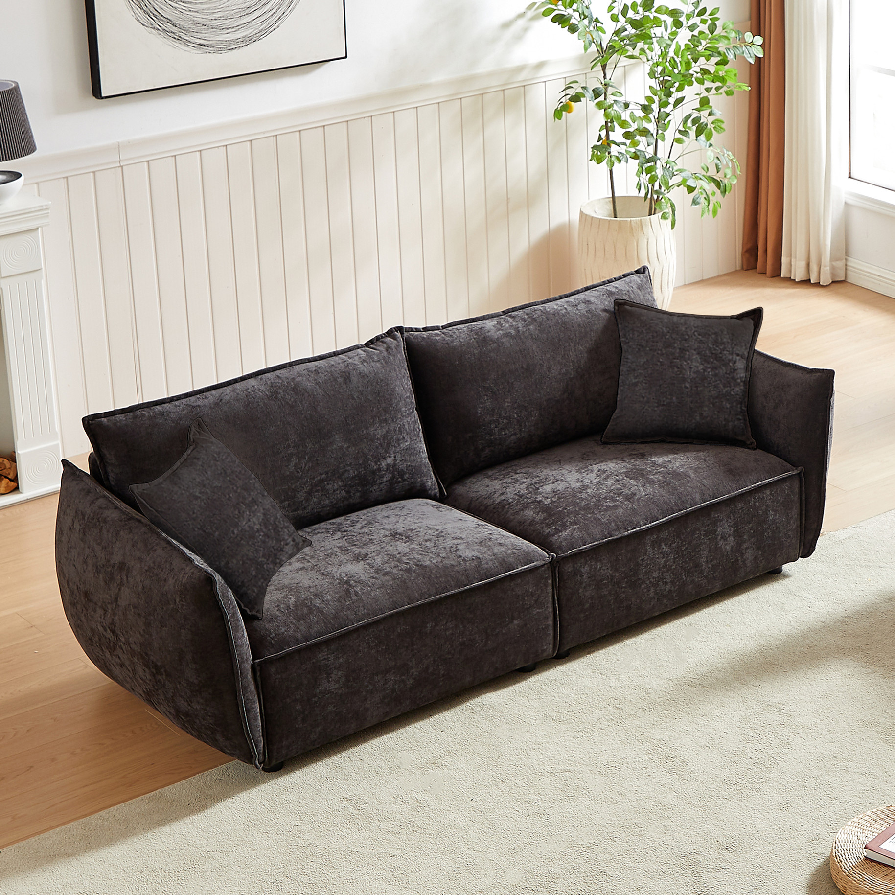 88" Chenille Sofa with Soft Foam Filler | In Living Rooms, Supports ...