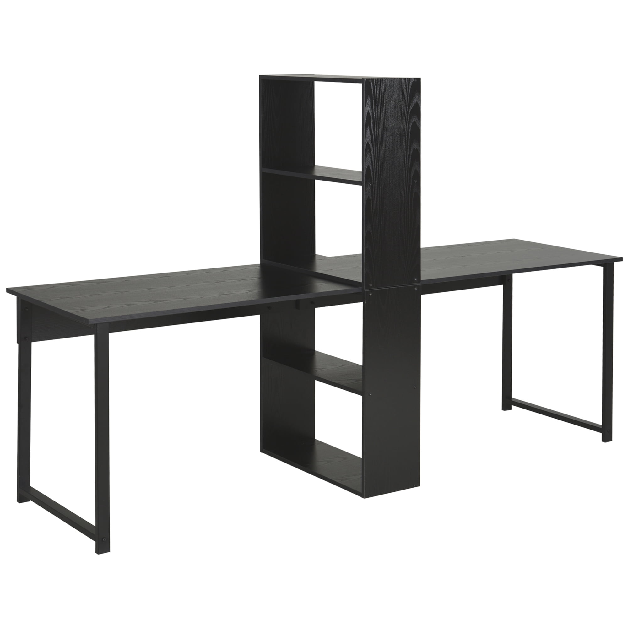 88" Extra Long 2-Person Computer Desk with Storage Shelves Combo ...