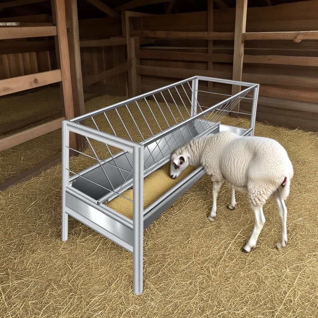 88 Gallon Goat Hay Feeder, 2 in 1 Hay Feeder for Goats, 5 Ft Long ...