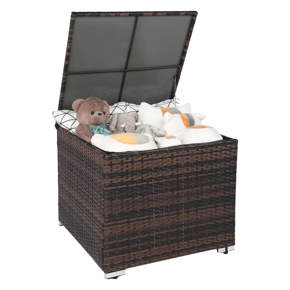 88 Gallon Outdoor Rattan Deck Box, Patio Wicker Storage Box , Garden ...