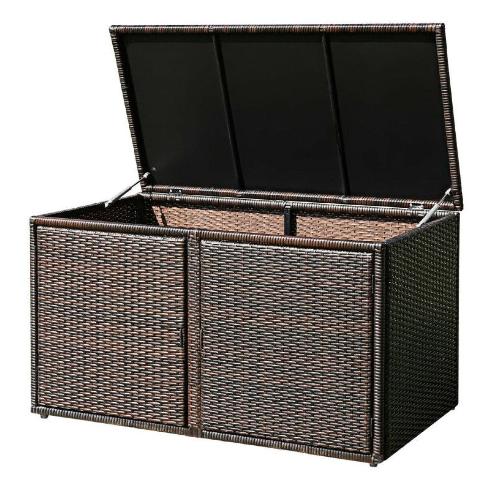 88 Gallon Rattan Storage Box, Outdoor Patio Deck Storage Bench ...