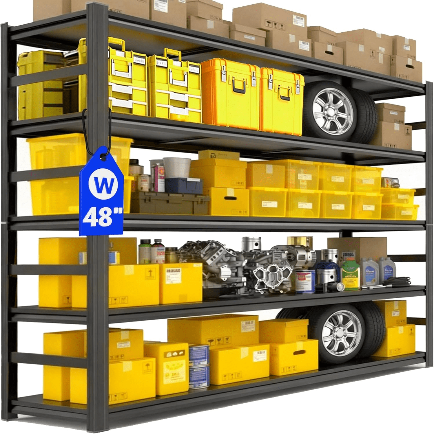 88" H×48" W Garage Shelving,5-Tier Heavy Duty Shelving, 3500 lbs ...