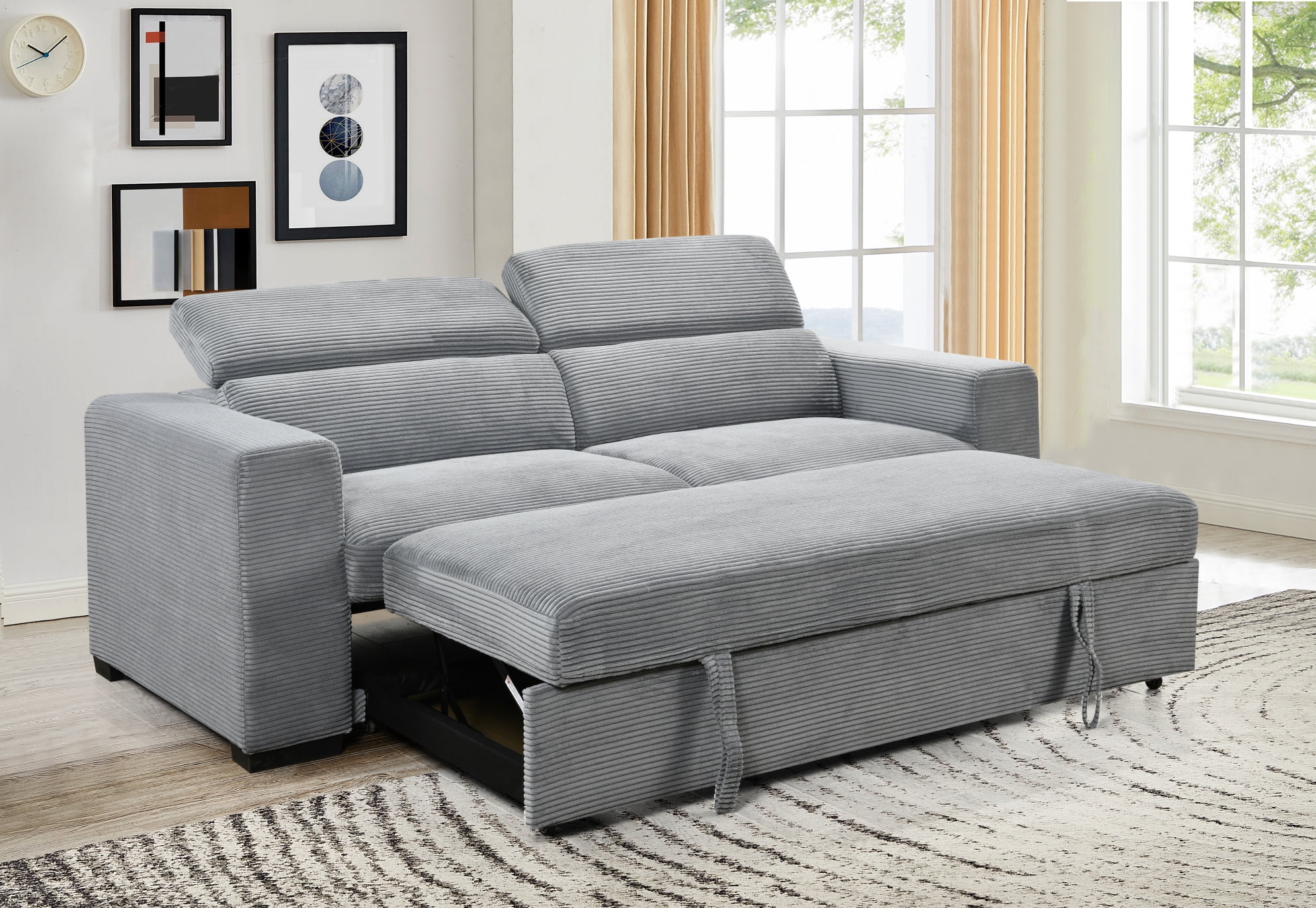 88 Inch Convertible Sofa Couch with Pull Out Bed, Modern Lounge Sleeper ...