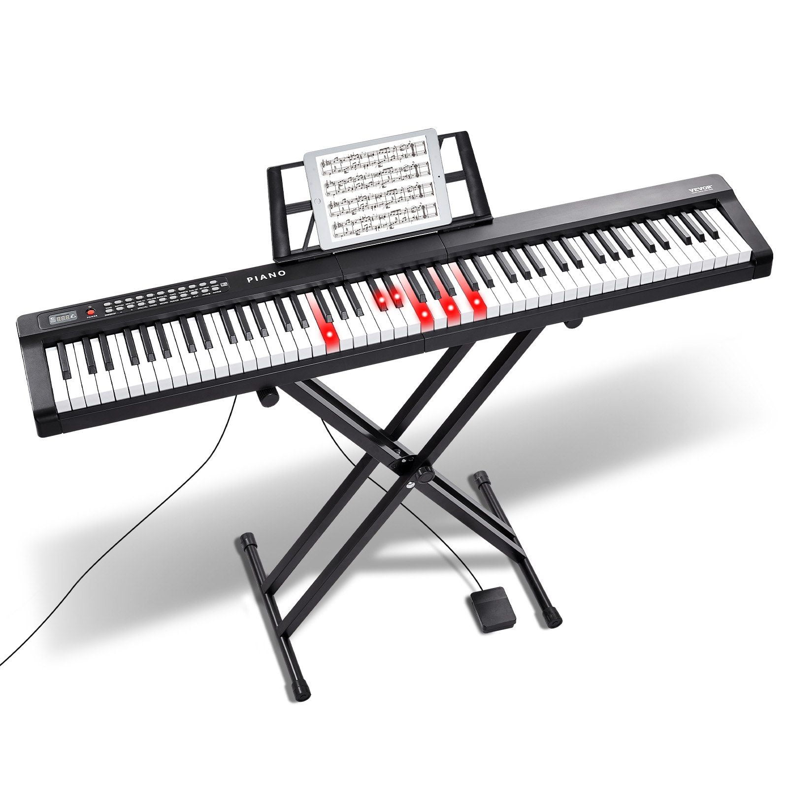 88 Key Digital Piano Keyboard Semi Weighted Electric Portable with ...