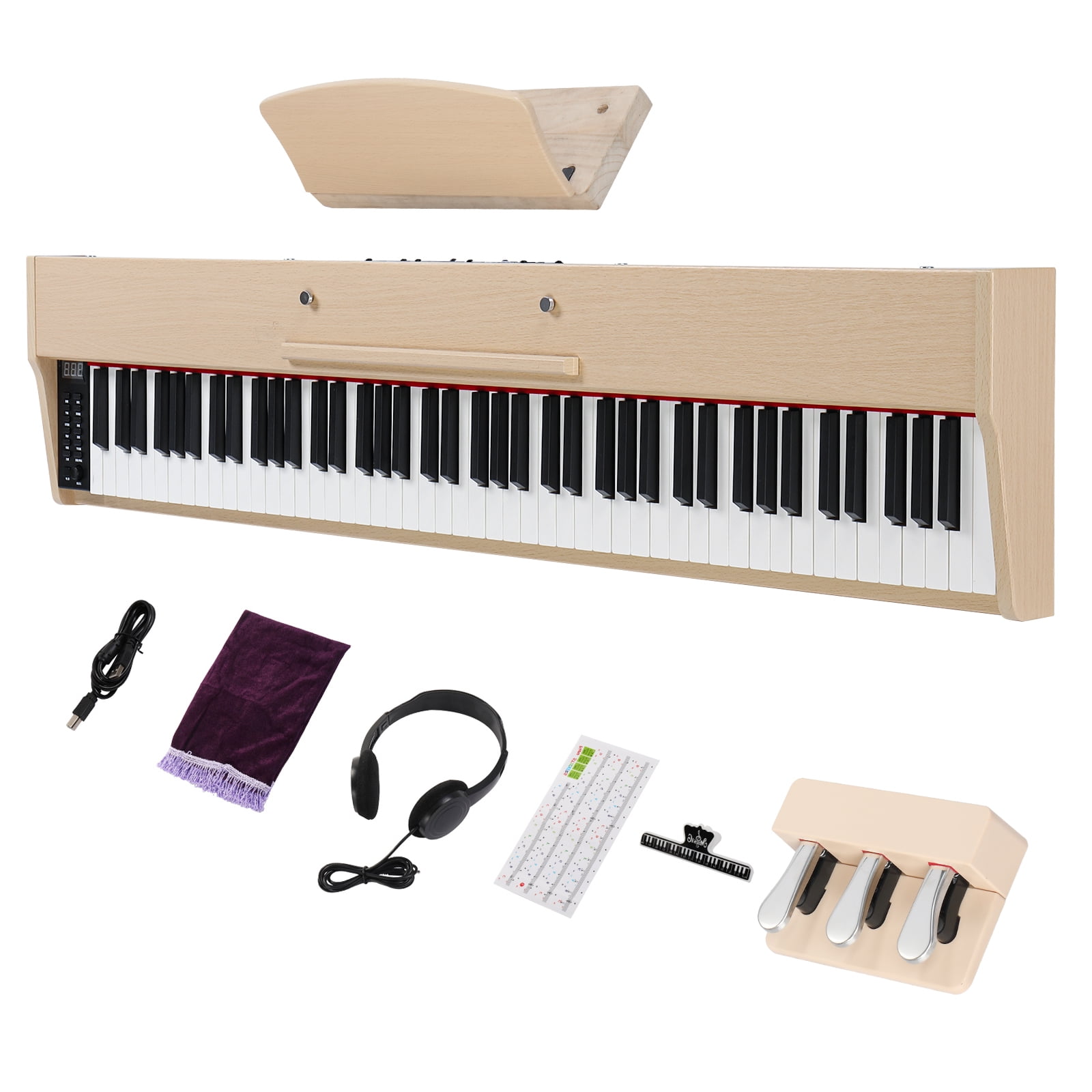 88 Key Full Size Semi-Weighted Standard Keyboards Wooden Digital Piano ...