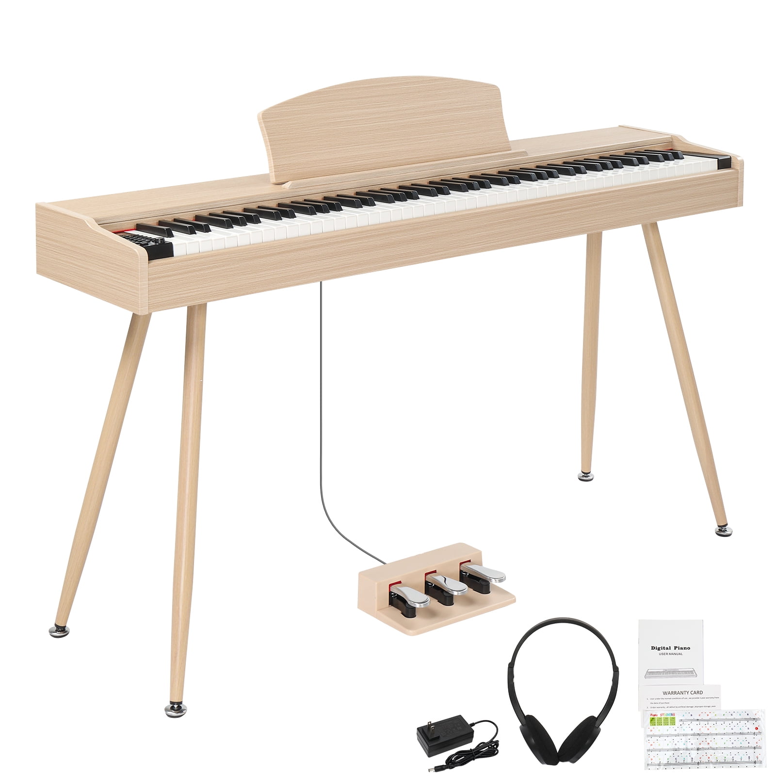 88-Key Full Weighted Digital Piano with Metal Stand, Power Adapter ...