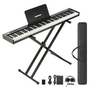 GLARRY Digital Piano Keyboard，Portable 88 keys Semi-Weighted Electric ...