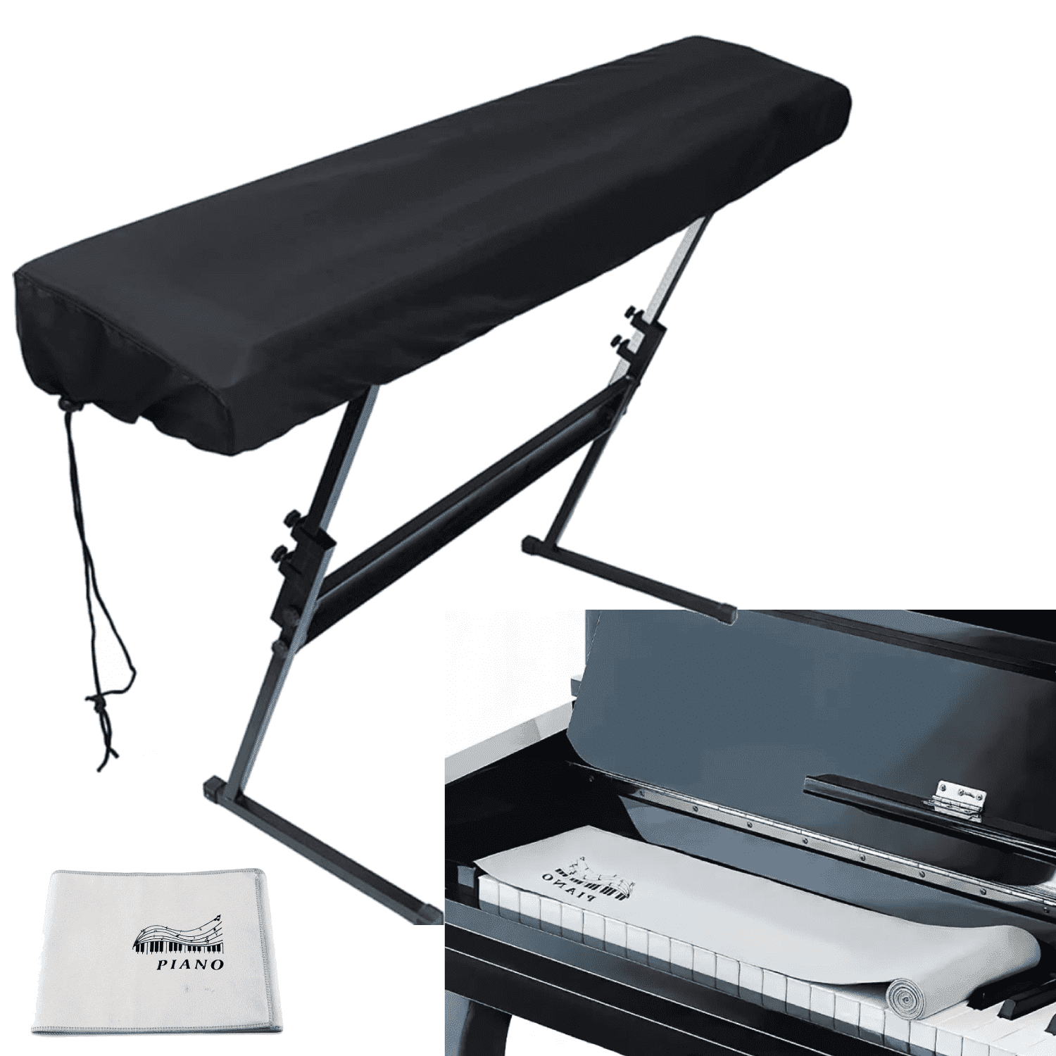 88 Key Piano Keyboard Cover & Digital Piano Dust Cover Set,Adjustable ...