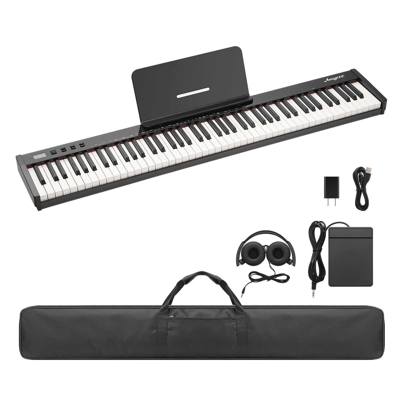 88-Key Piano Keyboard With Power Supply, Built In Speakers, Pedal ...