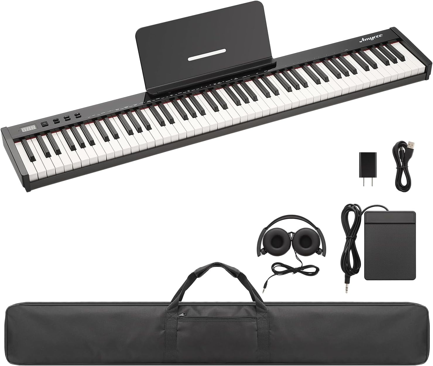 88-Key Semi-Weighted Piano Keyboard, Full-Size Electric Keyboard for ...