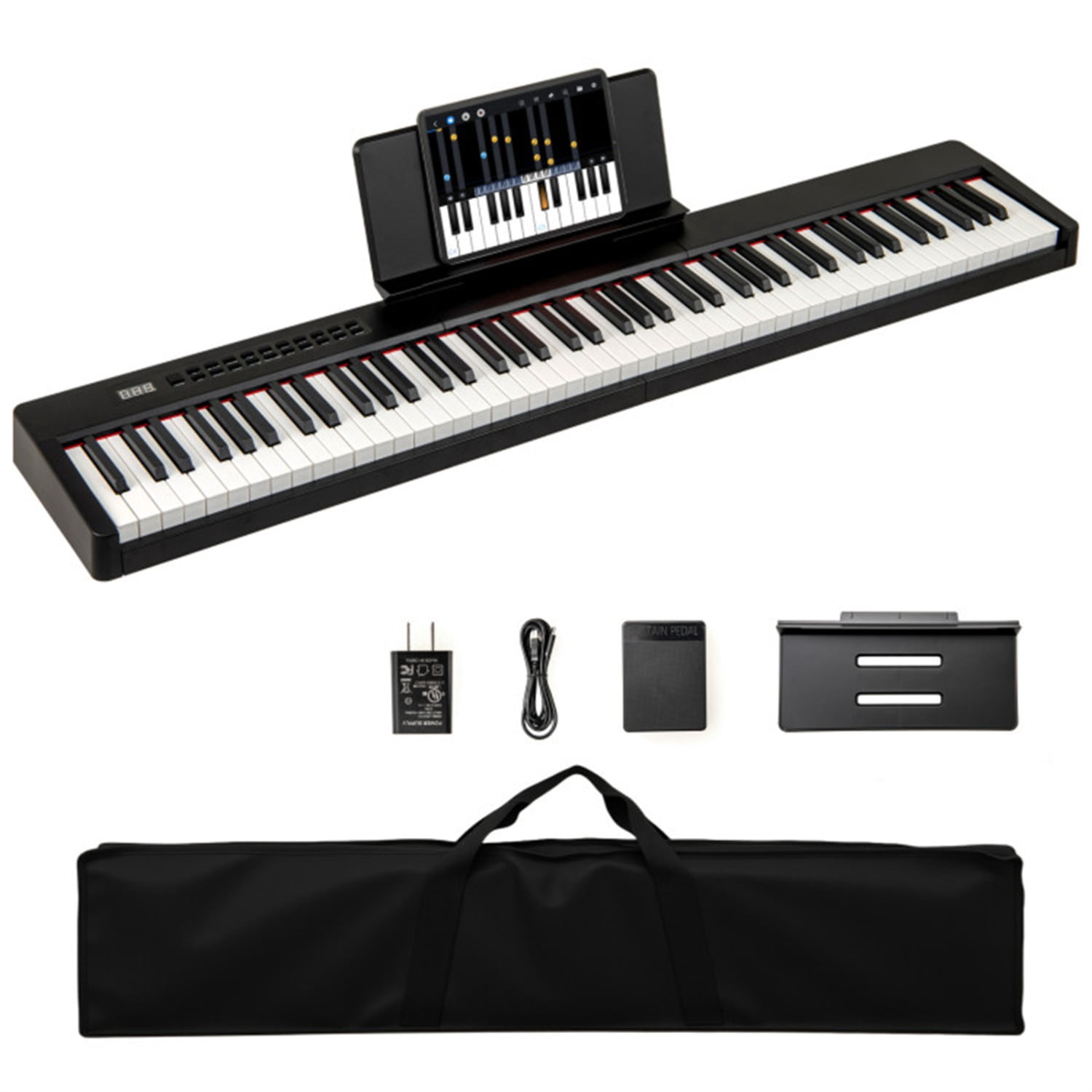 88-Key Velocity-Sensitive Digital Piano, 124.46×24.13×6.35 cm French ...