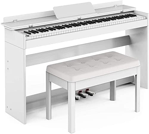 88-Key Weighted Digital Piano, Electric Upright Piano with 3-Pedal Unit ...