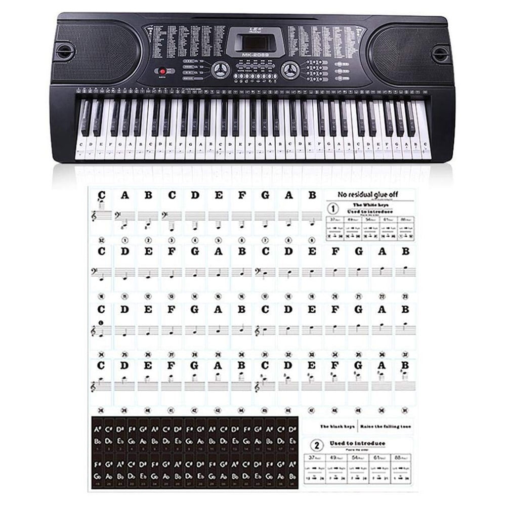 88 Keys 61 Keys 54 Keys Transparent Piano Keyboard Stickers Electronic ...