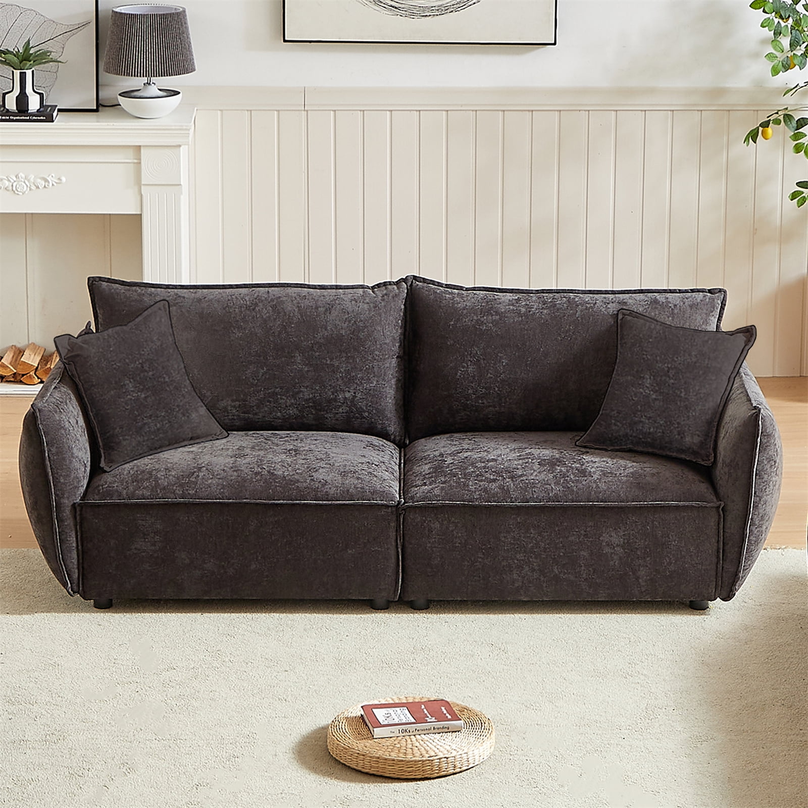 88" Oversized Love Seat Modular Sofa with 2 Removable Backrest Cushions ...