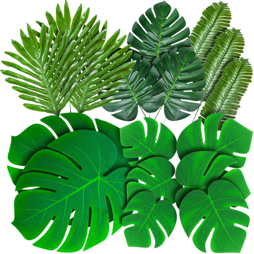 88 Pack Palm Leaves Tropical Palm Luau Party Monstera Stems for Safari ...