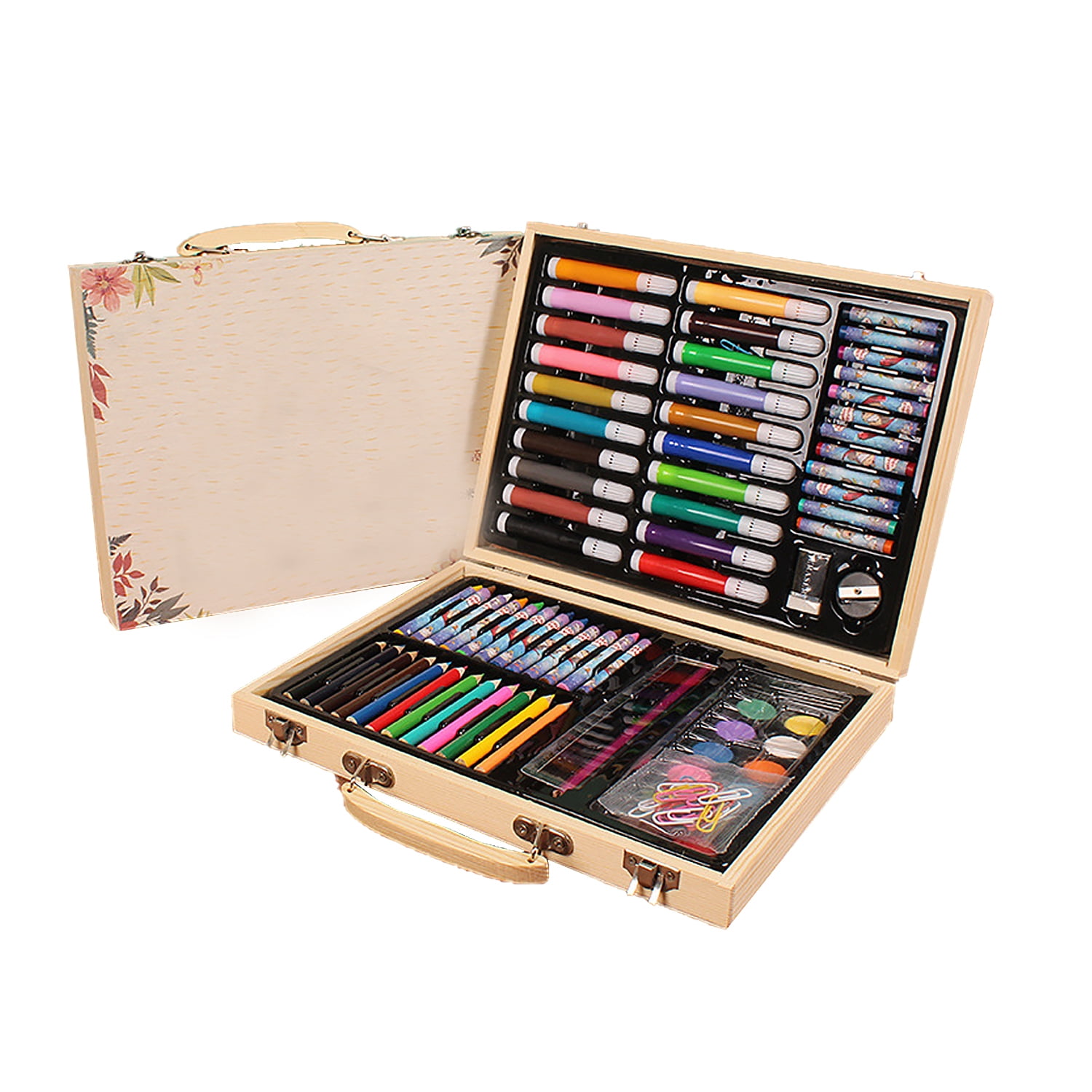 88 Piece Art Set with Wood Case, Painting Supplies, Art Kit Includes ...