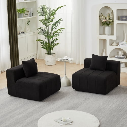 88" Soft Corduroy & Piano Key Modular Sectional Sofa, Modern Boneless ...