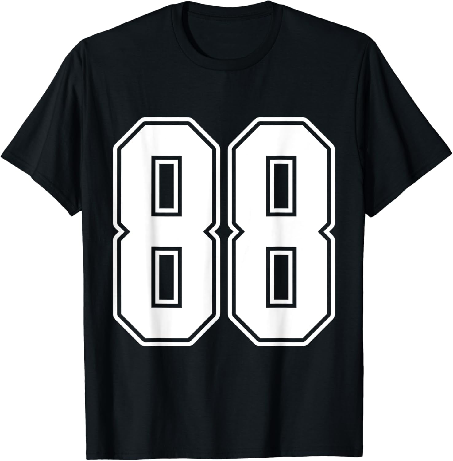 #88 White Outline Number 88 Sports Fan Jersey Style T-Shirt - Walmart.com
