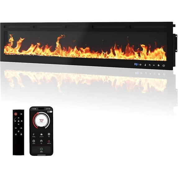 88 in in-Wall Electric Fireplace, Smart Recessed or Wall-Mounted, WiFi ...