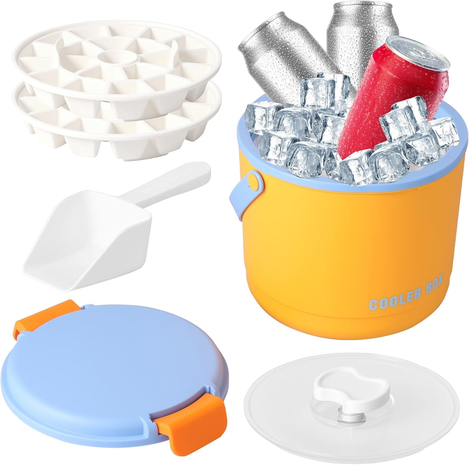 88 oz Portable Insulated Ice Bucket with Lid and Scoop, Ice Container ...