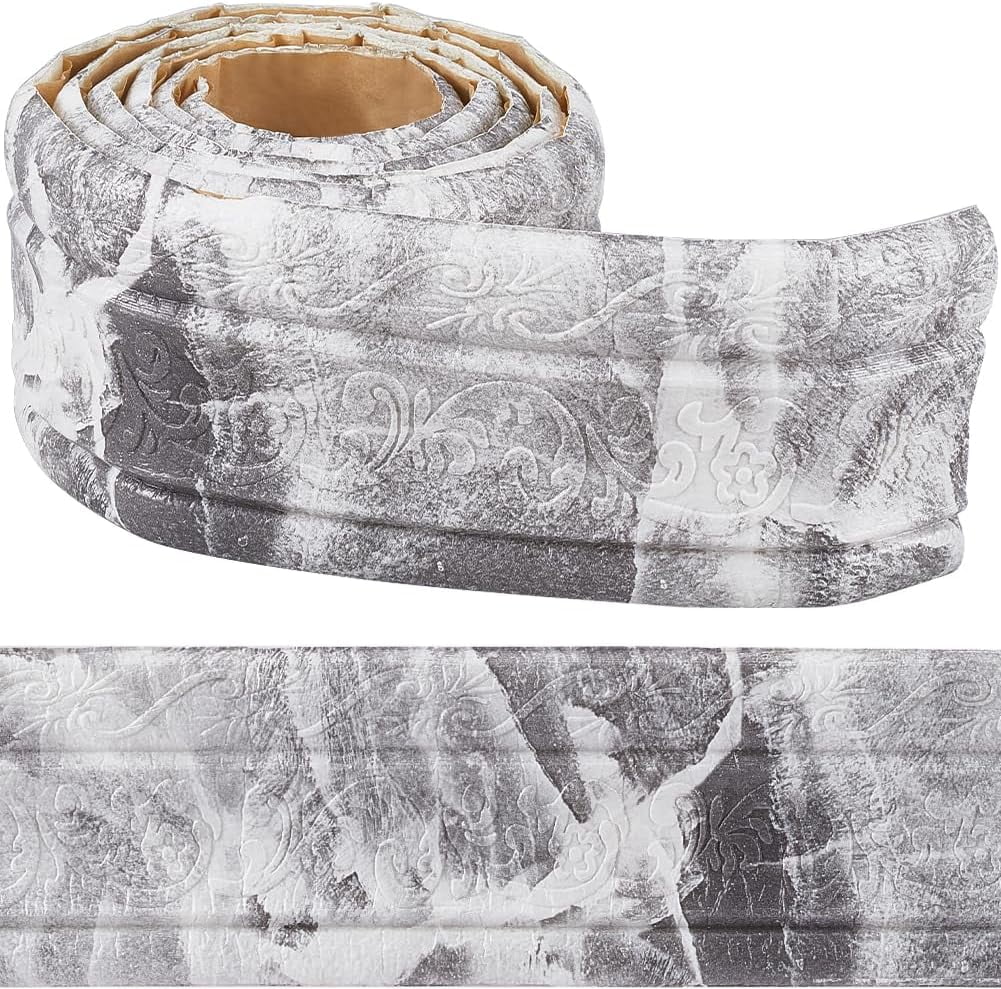 88 x 3 Inch Gray Grain 3D Sticky Decorative Wallpaper Border Self ...