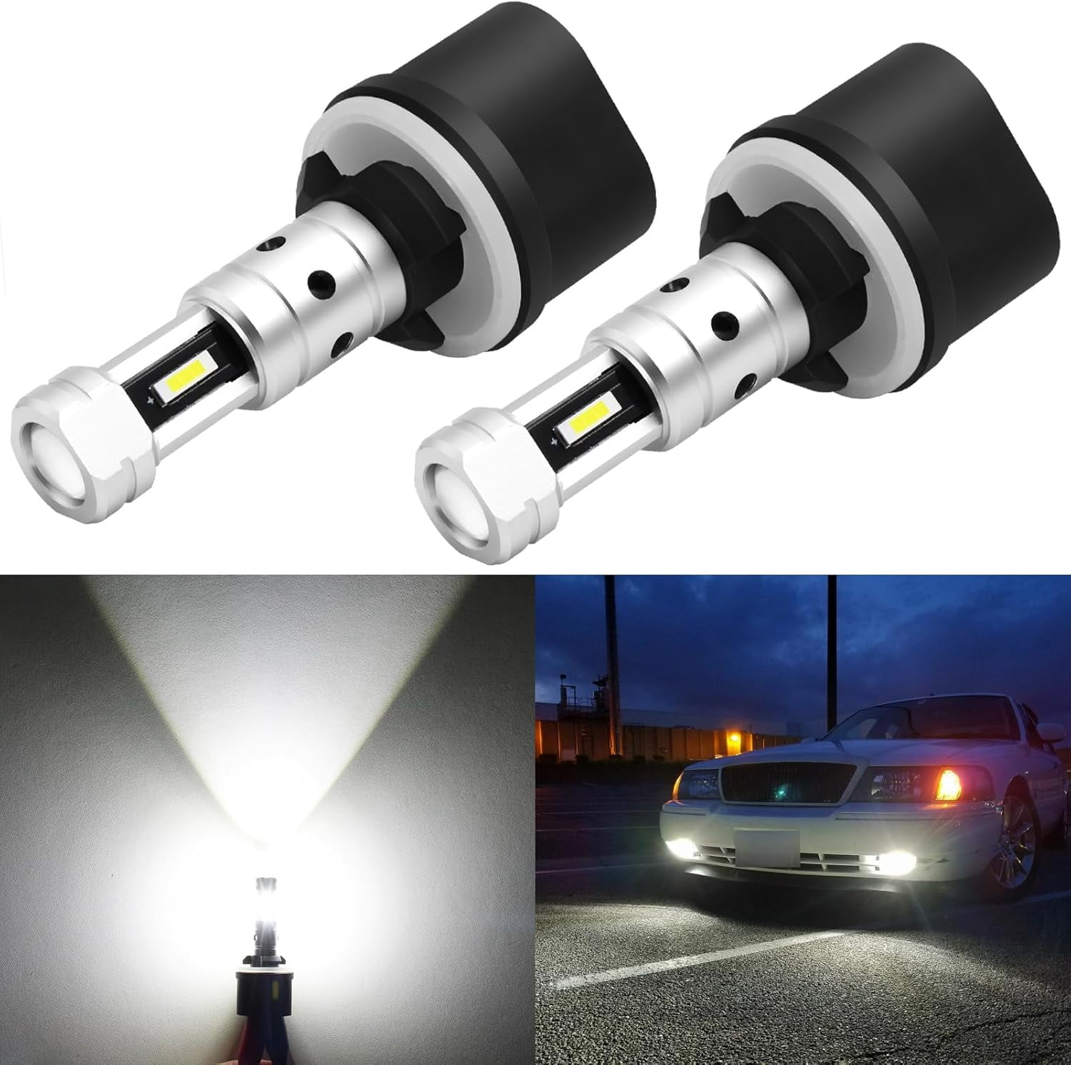880 LED Fog Light Bulbs, 3800 Lumens Super Bright 899 893 885 LED Fog ...