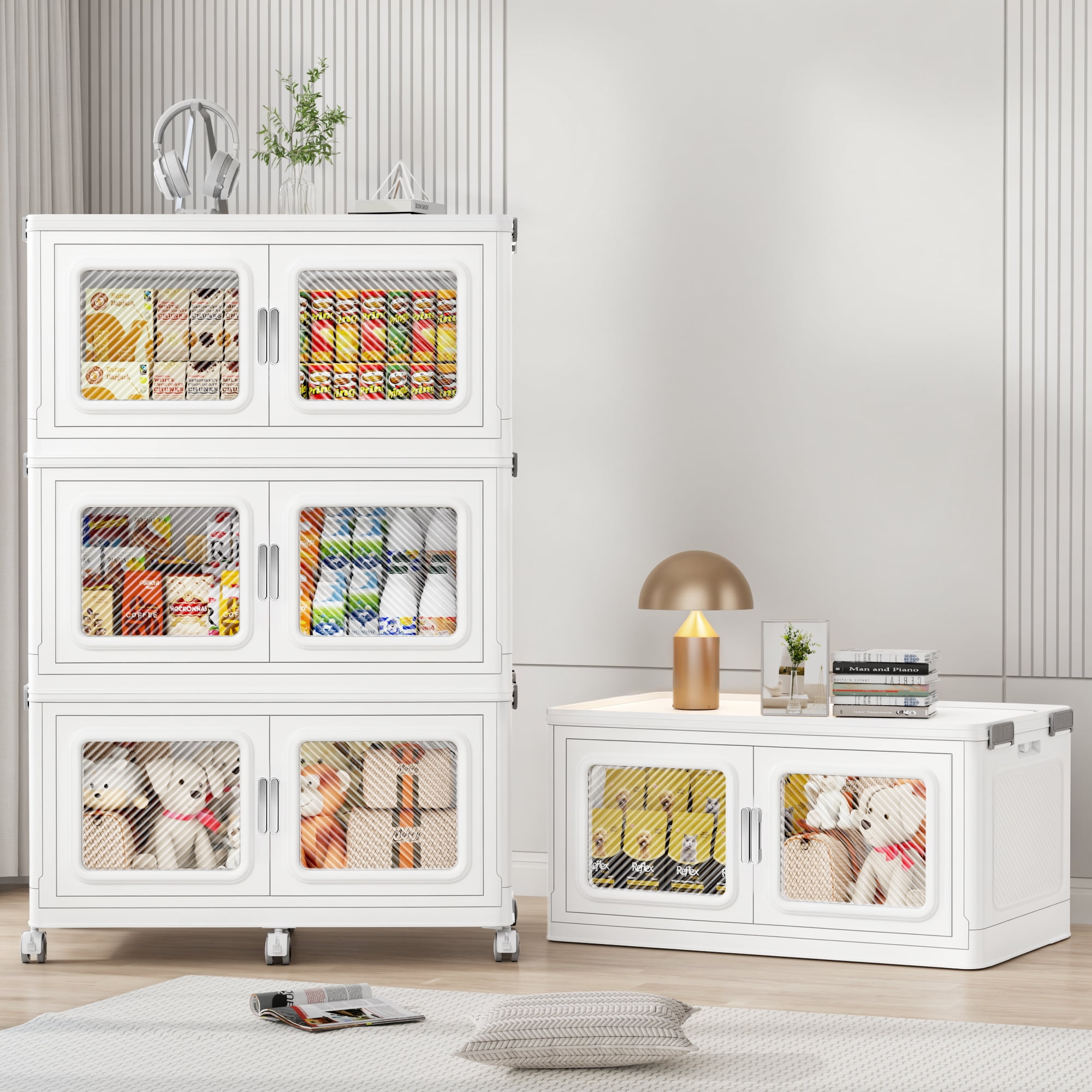 880 Qt Extra Large Stackable Storage Bins with Lids, 220Gal Collapsible ...