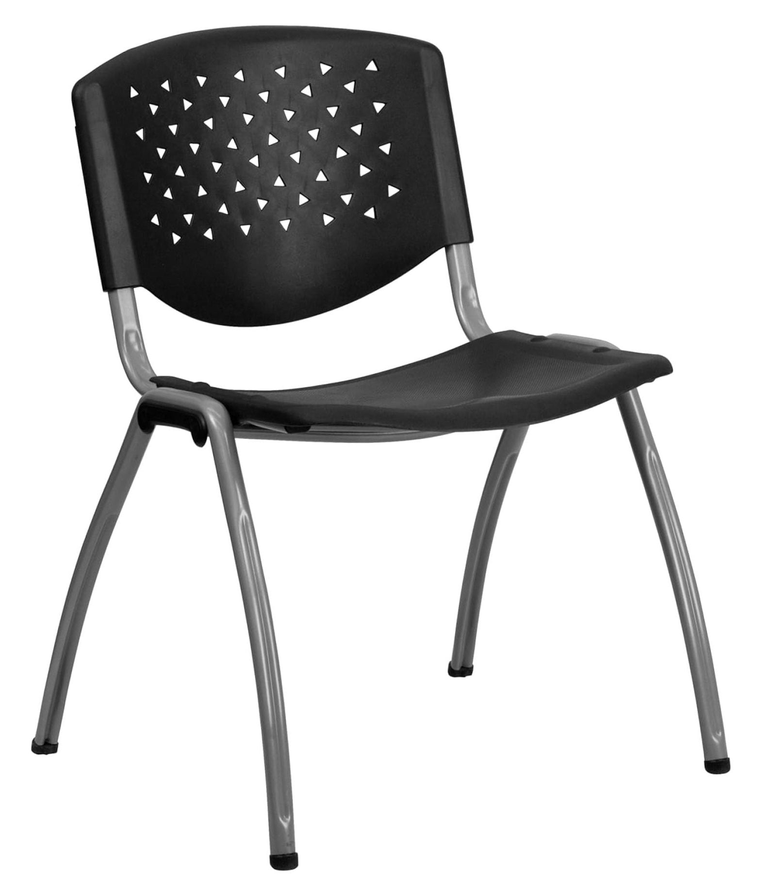 880 lb. Capacity Black Plastic Stack Chair with Titanium Gray Powder ...