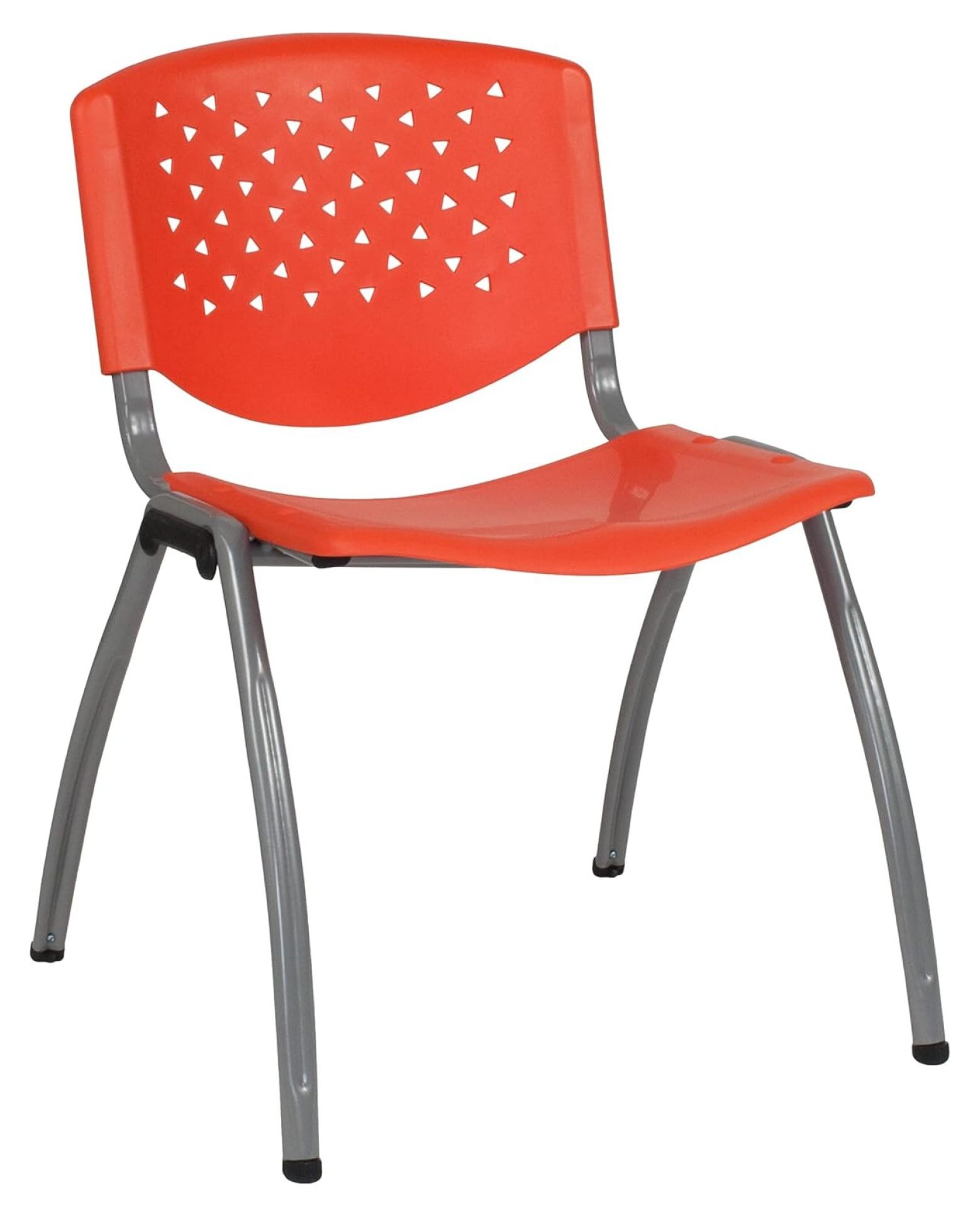 880 lb. Capacity Orange Plastic Stack Chair with Titanium Gray Powder ...