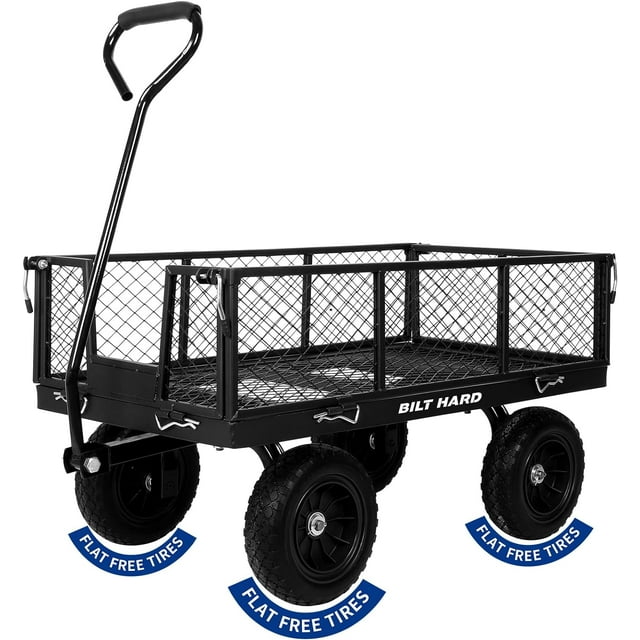 880 lbs 10" Flat Free Tires Steel Garden Cart with 180° Rotating Handle ...