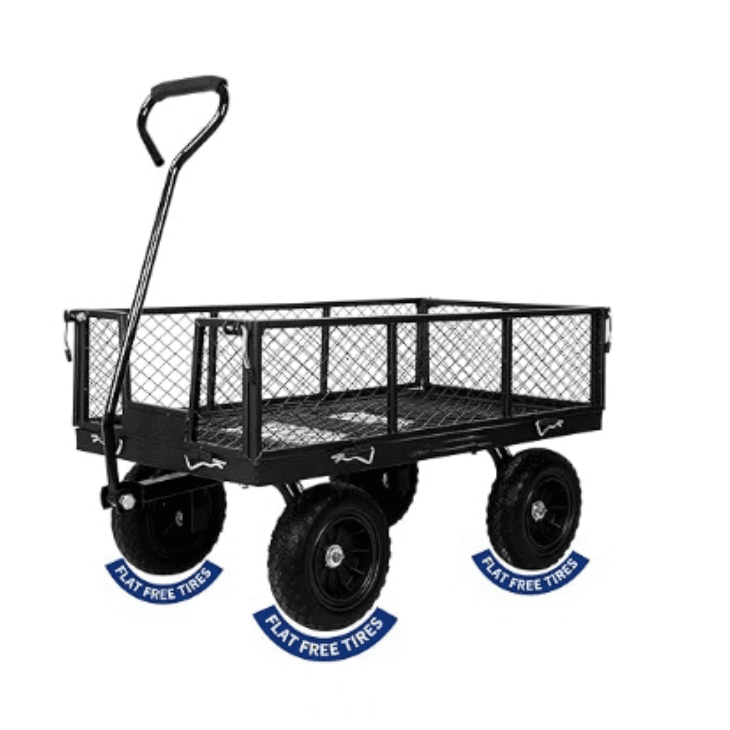 880 lbs 10" Flat Free Tires Steel Garden Cart with 180° Rotating Handle ...