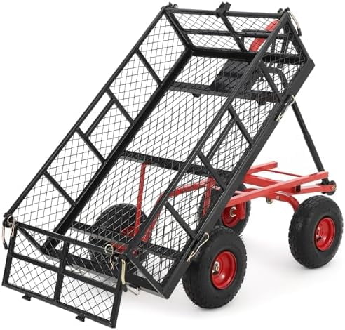 880 lbs 10" Tires Steel Garden Cart with 180° Rotating Handle and ...