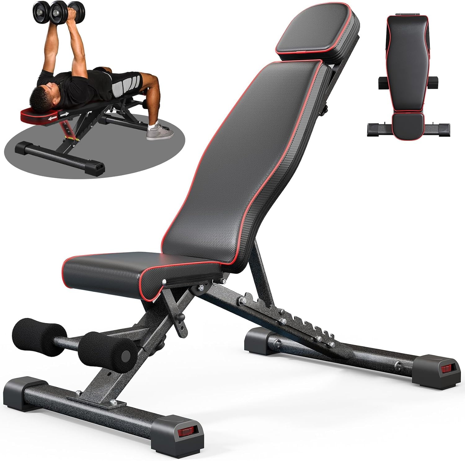 MY 880LB Adjustable Weight Bench for Bench Press, MAX Foldable Weight ...