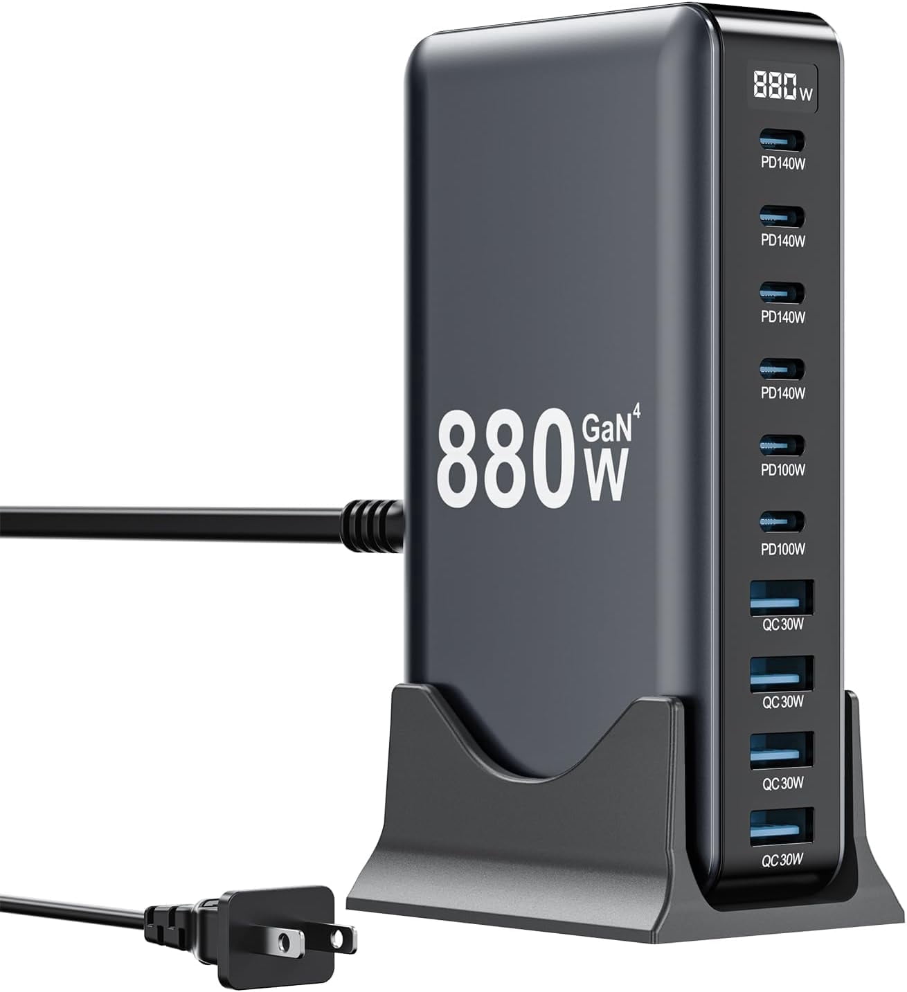 880W USB-C Charger, 10-Port USB-C Charging Station, GaN IV Travel ...