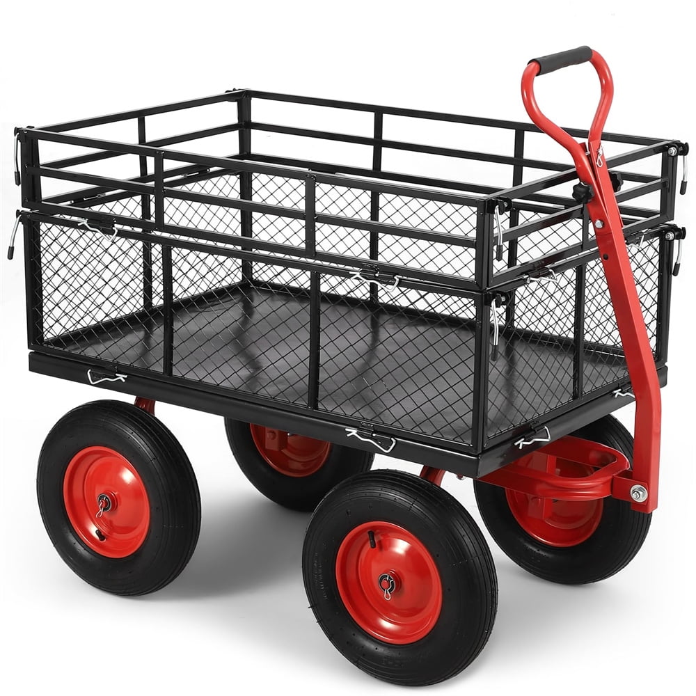 880lbs/ 1400 Lbs Steel Garden Dump Cart, Heavy Duty Yard Dump Utility ...