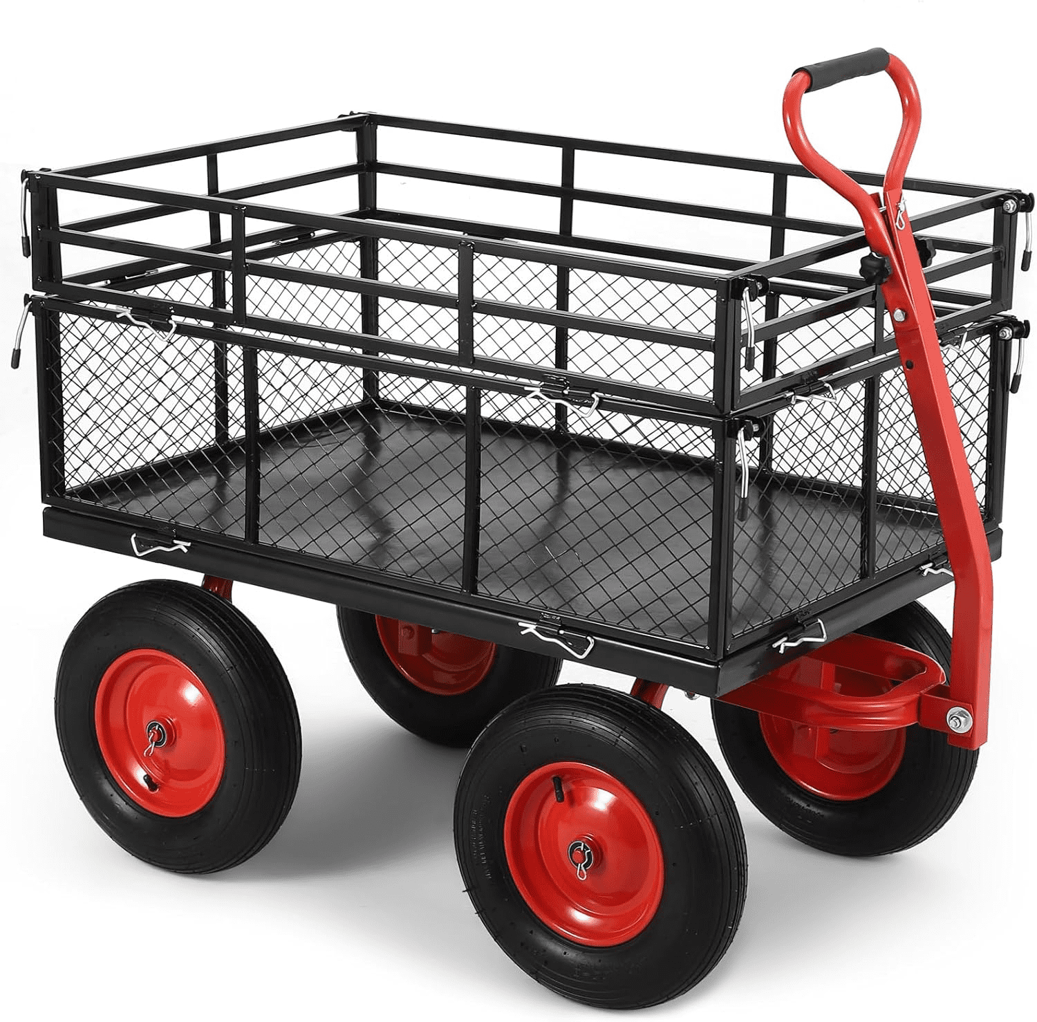 880lbs Steel Garden Dump Cart, Heavy Duty Yard Dump Utility Wagon w ...