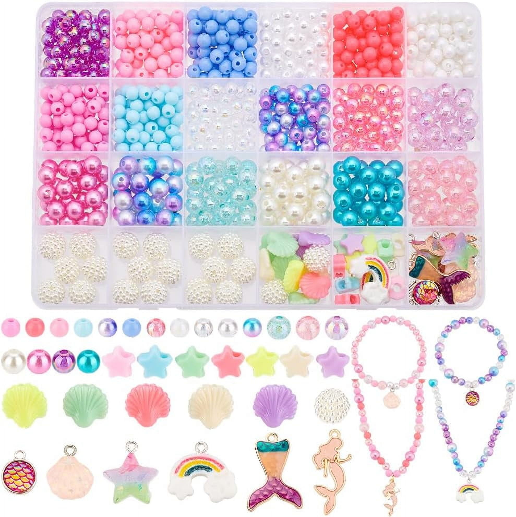 887pcs Mermaid Beads Kit 6mm 8mm Ocean Beads Kit with Mermaid 11 Size ...
