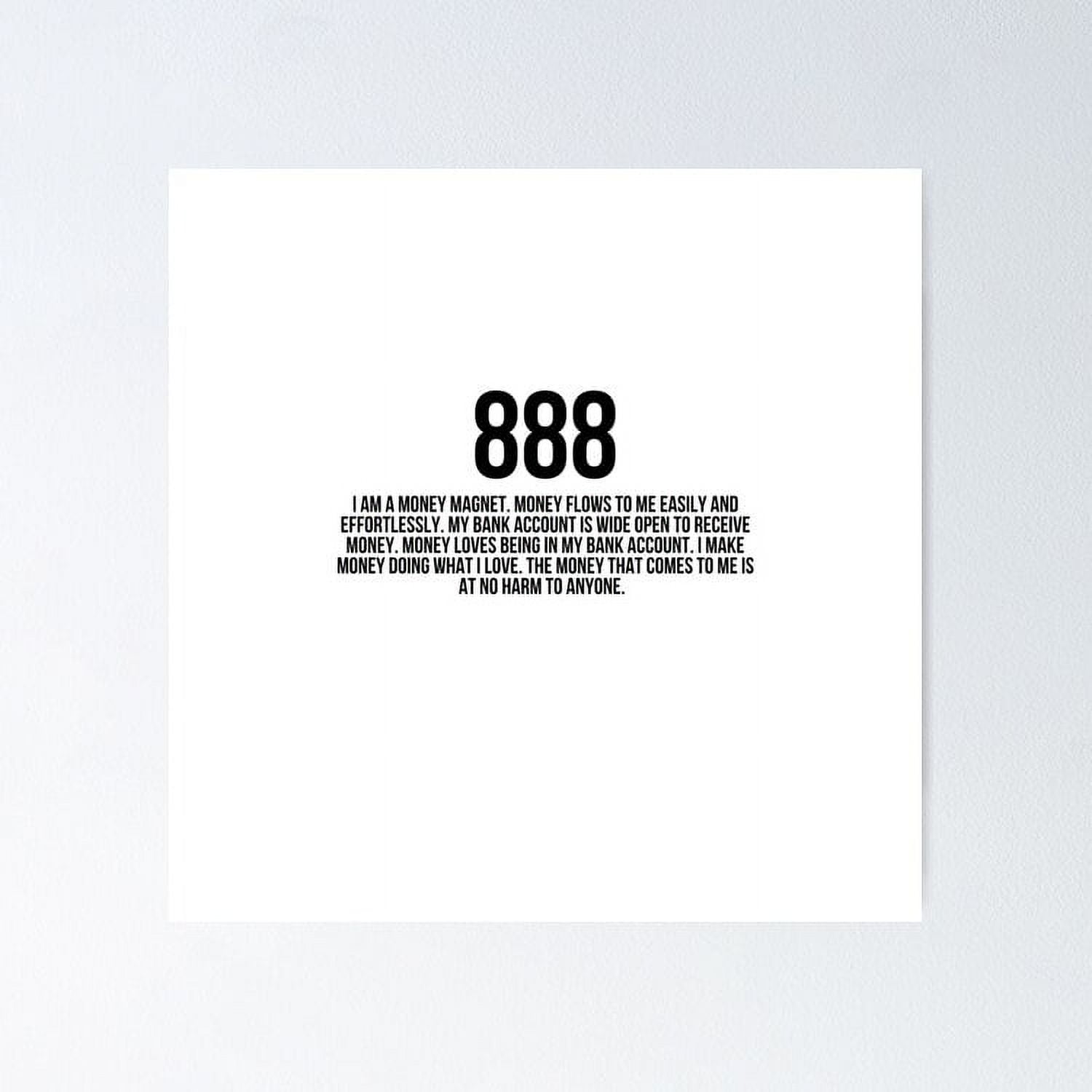 888 Angel Number | I Am A Money Magnet | Money affirmations UNFRAMED ...