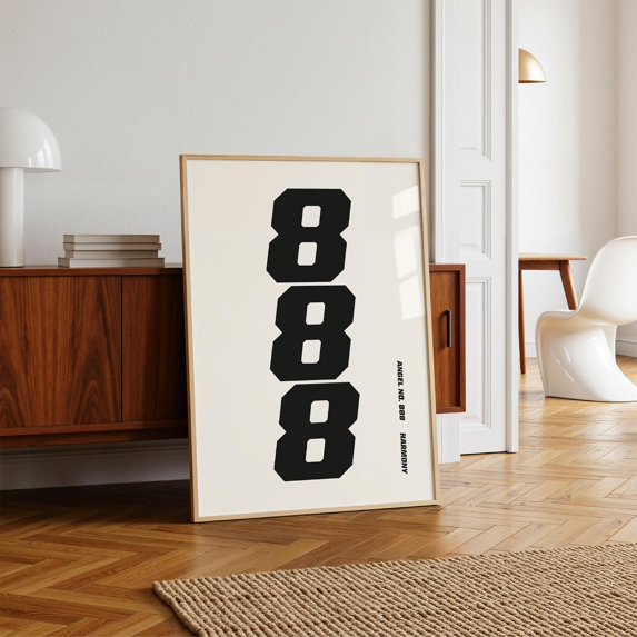 888 Angel Number Print, Bold Y2K Print Home Decor #712, Stretched ...