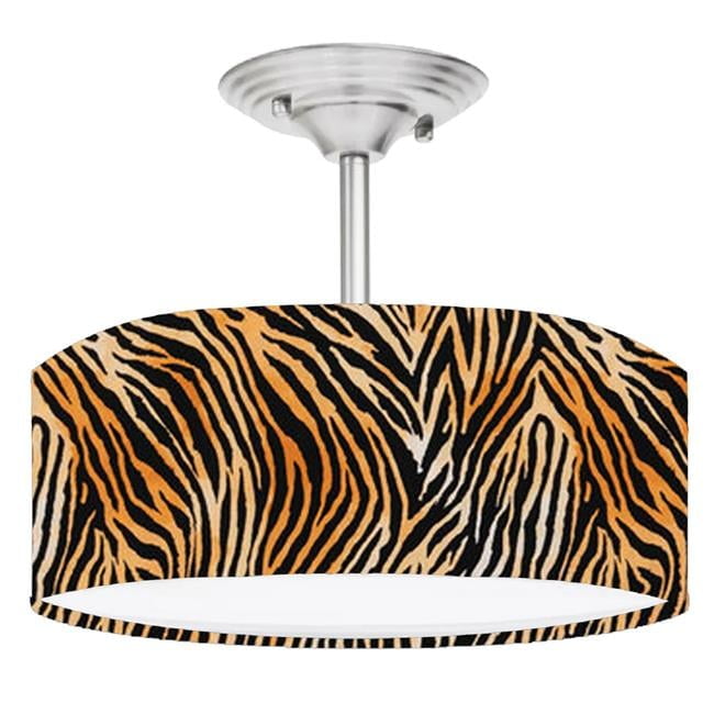 888 Cool Fans DR-0001005 Tiger Stripe Animal Print 2-Light Brushed ...
