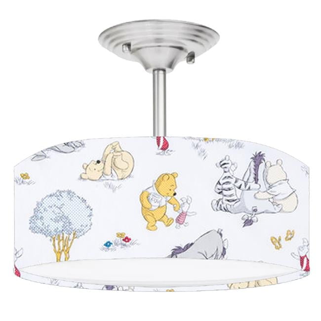 888 Cool Fans DR-0001008 Winnie the Pooh Togetherish 2-Light Brushed Nickel Drum Style LED Lamp ...